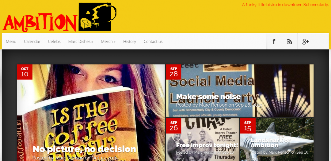 New website for Ambition Bistro in Schenectady