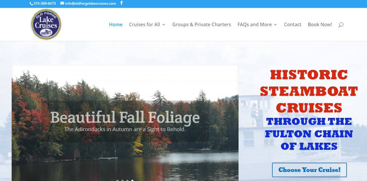 Revamped Site for Old Forge Lake Cruises in Adirondacks